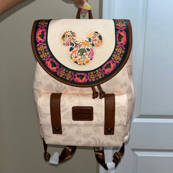 Loungefly | Bags | Floral Mickey Mouse Canvas Backpack Loungefly Animal ...